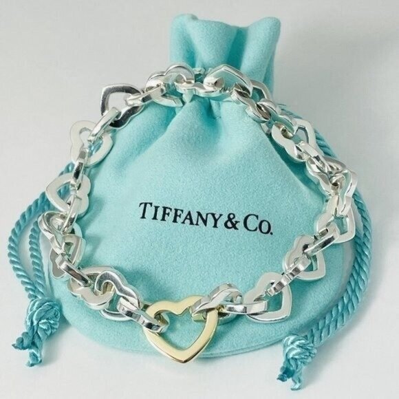 Tiffany & Co. | Jewelry | 8 Tiffany Silver And Gold Heart Link ...